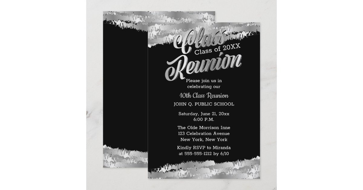 Silver Tone Modern Class Reunion Party Invitation | Zazzle