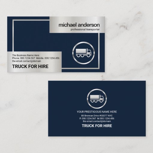 Silver Truck Box Border Frame Logistics Driver Business Card | Zazzle