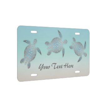 Silver Turquoise Hawaii Turtles Add Text License Plate | Zazzle