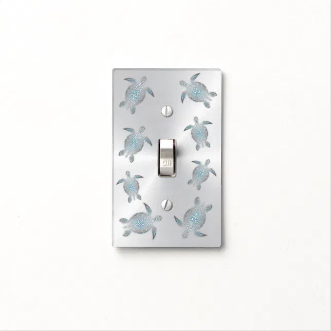 Silver Turquoise Sea Turtles Light Switch Cover | Zazzle
