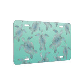 Silver Turquoise Sea Turtles Pattern License Plate | Zazzle
