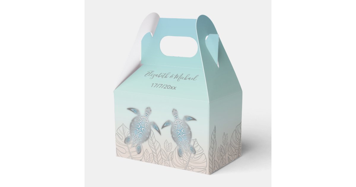 Silver Turtles Beach Wedding Custom Thank You Favor Boxes | Zazzle
