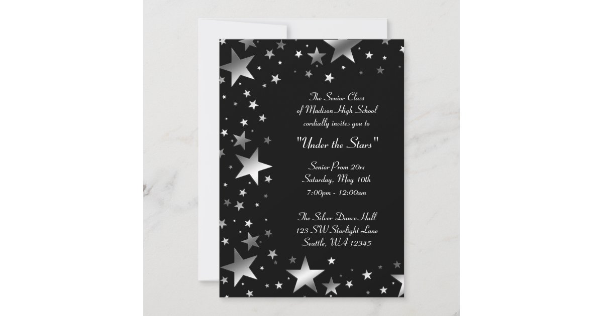 Silver Under the Stars Prom Formal Invitation | Zazzle