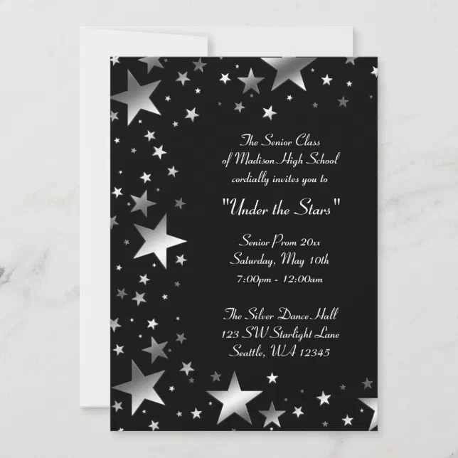 Silver Under the Stars Prom Formal Invitation | Zazzle