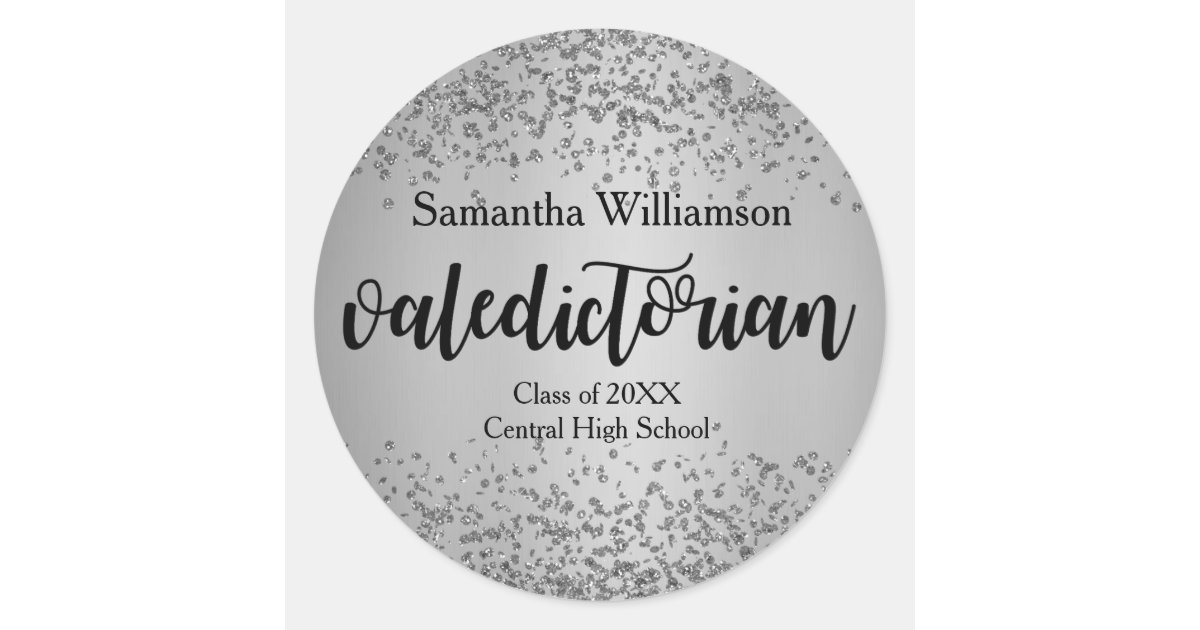 Silver Valedictorian Personalized Gold Sticker | Zazzle