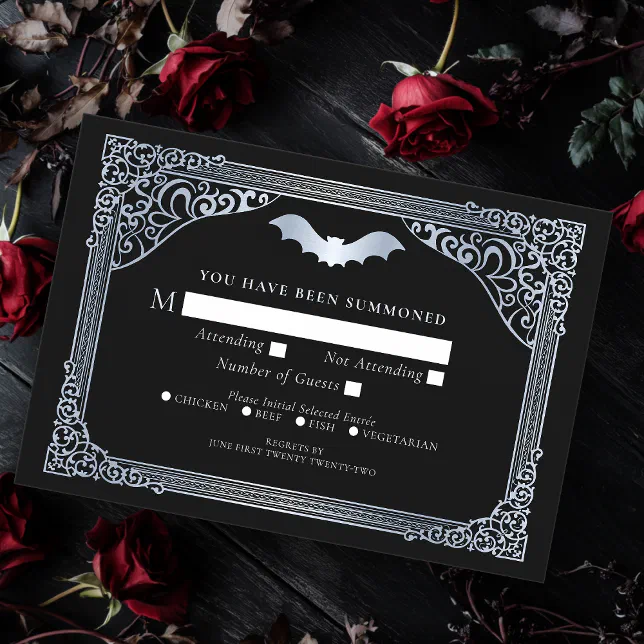 Silver Vampire Cathedral Gothic Wedding RSVP Enclosure Card | Zazzle
