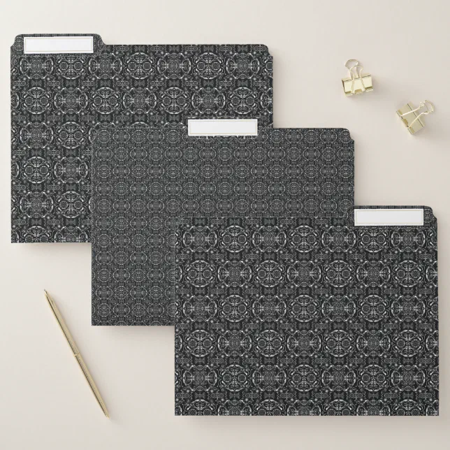 Silver Vintage Pinwheel Damask File Folder | Zazzle