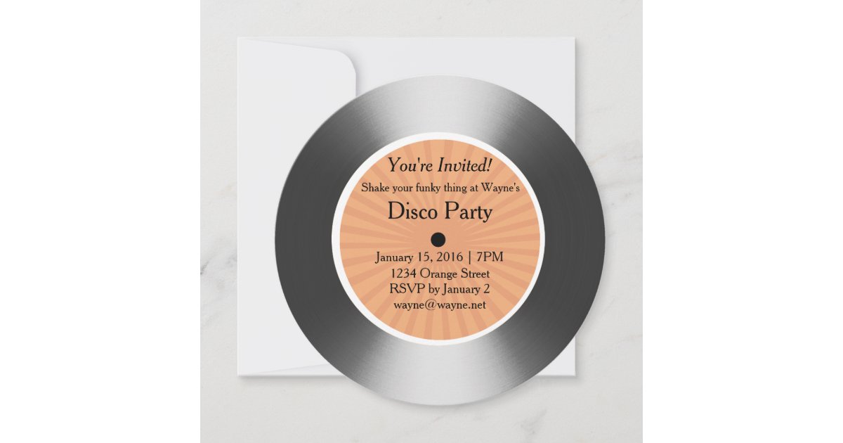 Silver vinyl disc invitation | Zazzle