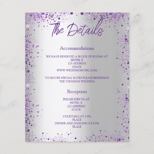 Silver violet budget wedding program details flyer | Zazzle