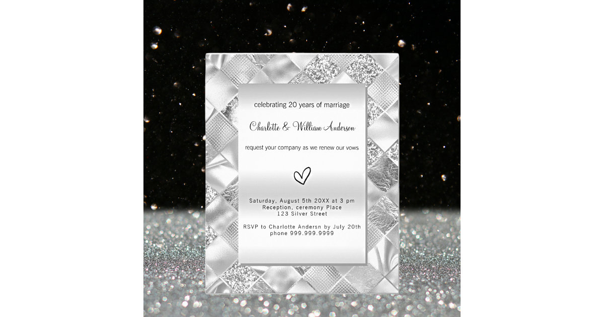Silver vow renewal wedding budget invitation flyer | Zazzle