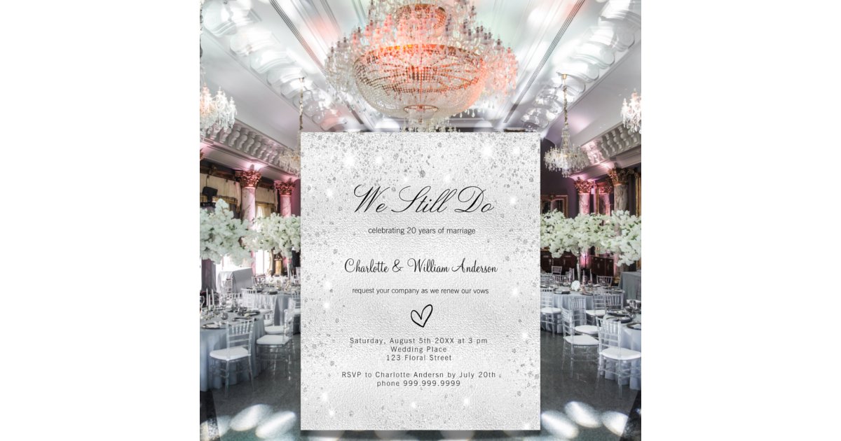 Silver vow renewal wedding invitation | Zazzle