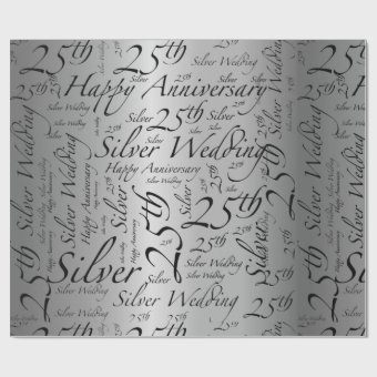 Silver Wedding 25th Anniversary Wrapping Paper | Zazzle