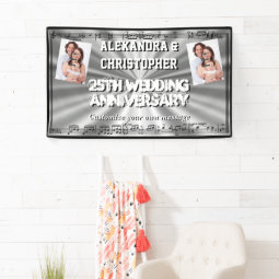 Silver wedding anniversary custom photo banner | Zazzle