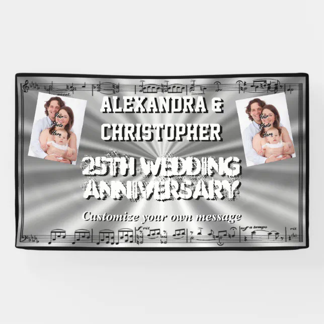Silver wedding anniversary custom photo banner | Zazzle