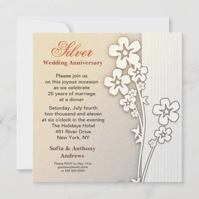 silver wedding anniversary design invitations | Zazzle