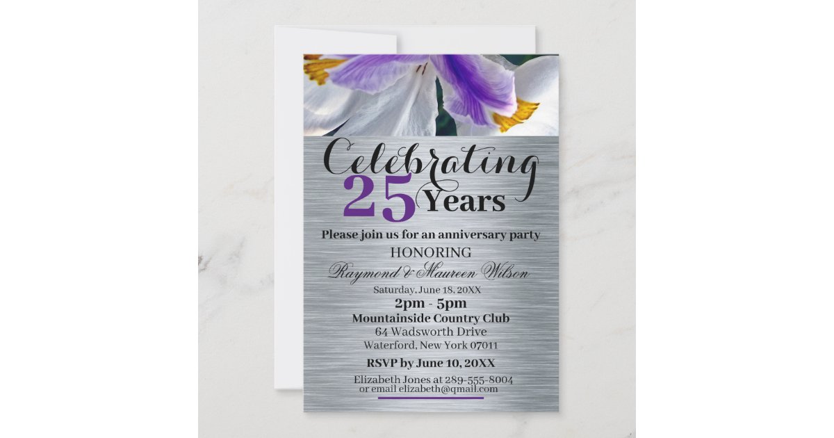 Silver Wedding Anniversary Invitation | Zazzle