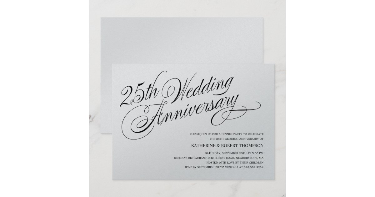 Silver Wedding Anniversary Invitations | Zazzle