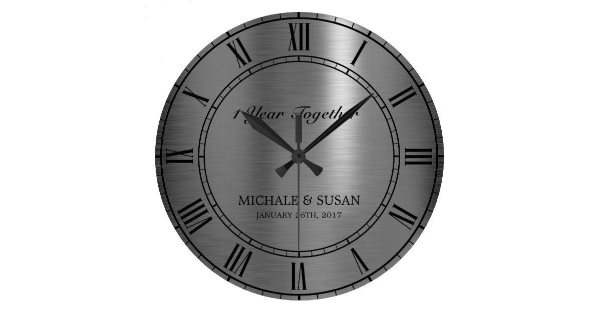Silver Wedding Anniversary (Personalize) Large Clock | Zazzle