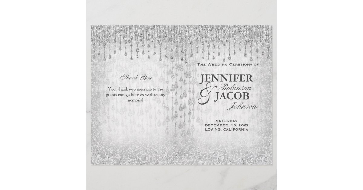 Silver Wedding Program Glitter | Zazzle