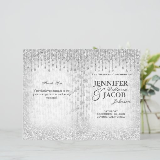 Silver Wedding Program Glitter | Zazzle