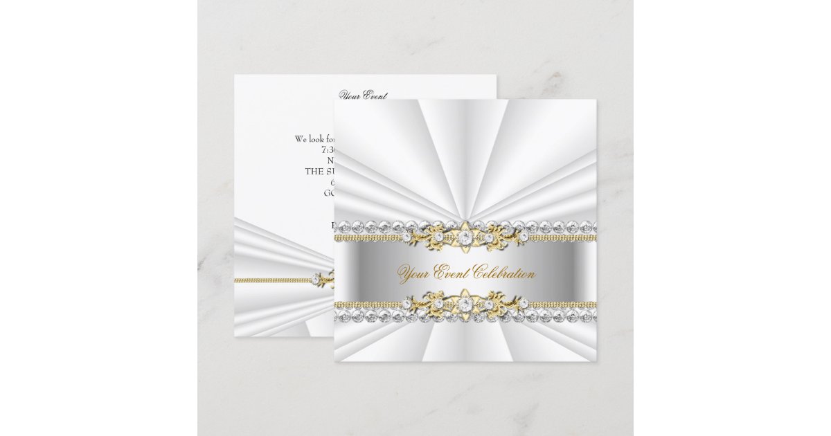 Silver White Gold Elegant Birthday Party Invitation | Zazzle
