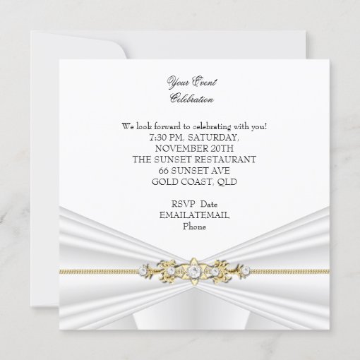 Silver White Gold Elegant Birthday Party Invitation | Zazzle