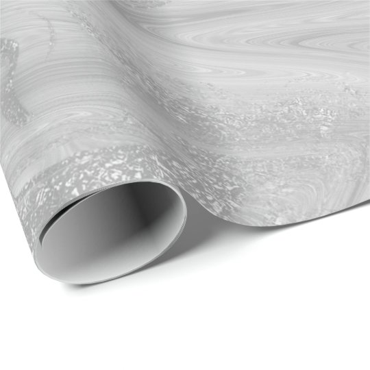 Silver White Gray Marble Molten Metallic Shiny Wrapping Paper | Zazzle.com