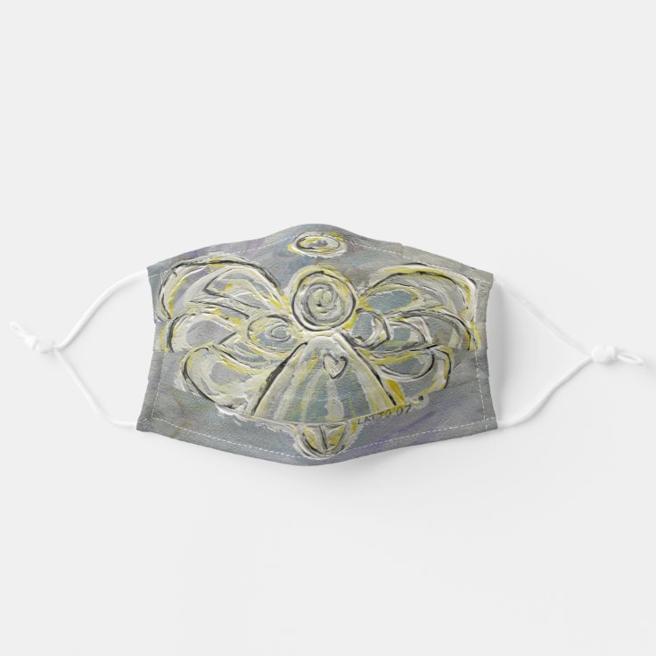 Silver White Guardian Angel Art Custom Face Masks | Zazzle