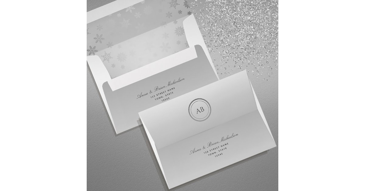 Silver Winter Wedding Envelope | Zazzle
