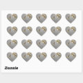 Silver with Gold Bow Wedding Heart Sticker | Zazzle