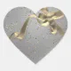 Silver with Gold Bow Wedding Heart Sticker | Zazzle
