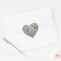 Silver with Gold Bow Wedding Heart Sticker | Zazzle