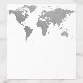 Silver World Map Editable Background Color Envelope Liner | Zazzle