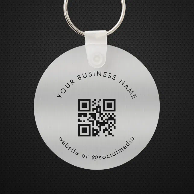 Silver | Your Custom Business Qr Code Scan Keychain | Zazzle