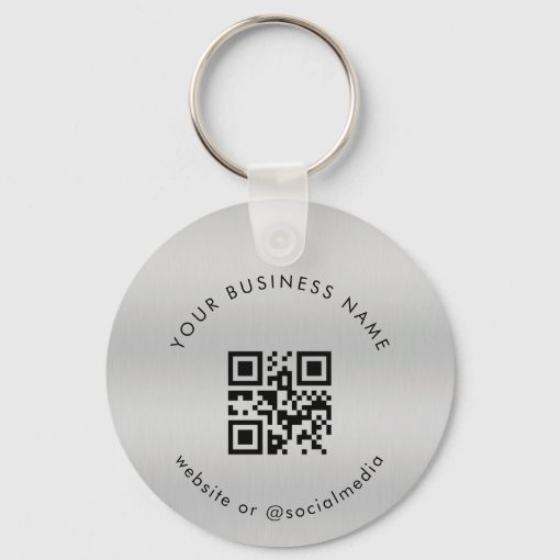 Silver | Your Custom Business Qr Code Scan Keychain | Zazzle