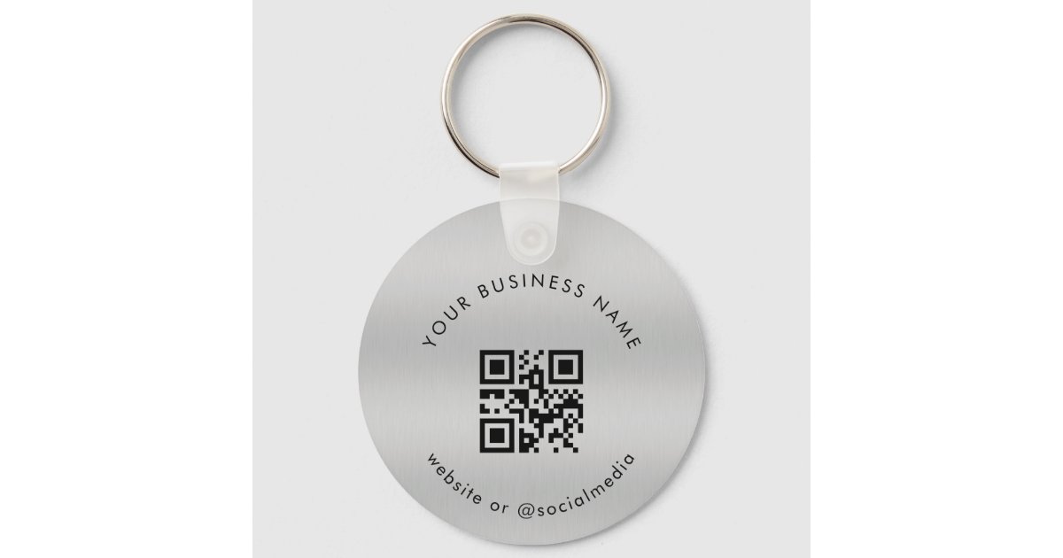 Silver | Your Custom Business Qr Code Scan Keychain | Zazzle