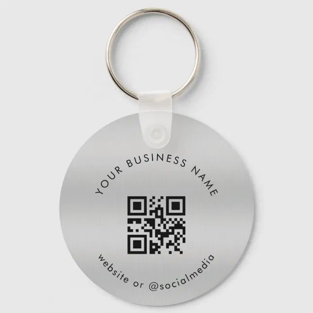 Silver | Your Custom Business Qr Code Scan Keychain | Zazzle