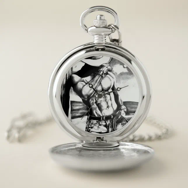 Silvertone Pocket Watch with masculine Cowboy | Zazzle