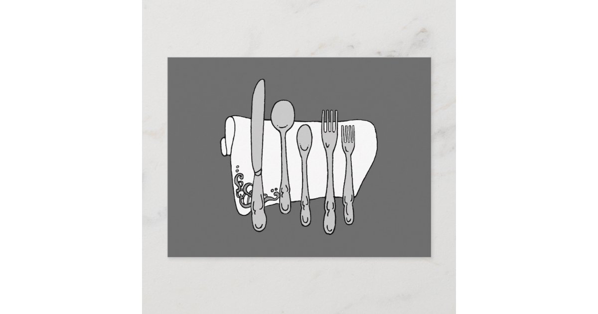 Silverware Custom Recipe Card Template | Zazzle