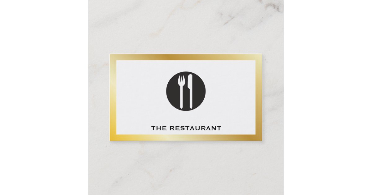 Silverware Gold Border Business Card | Zazzle