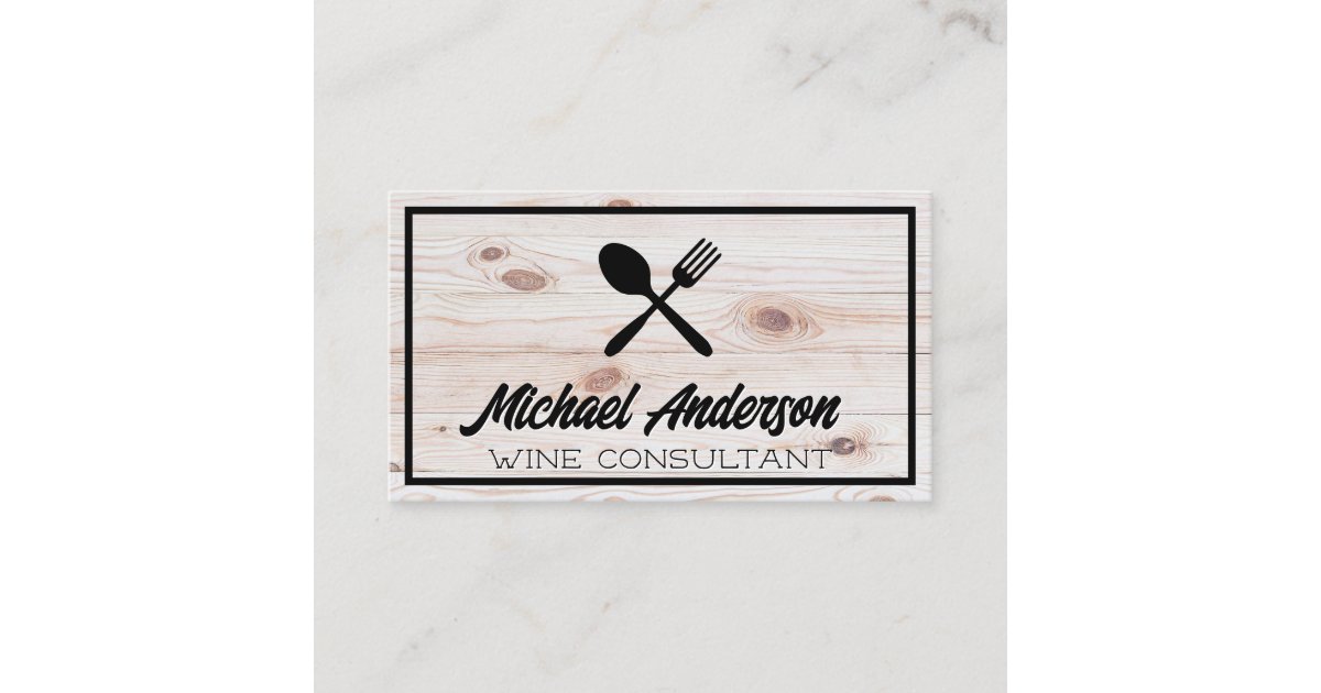 Silverware Logo | Wooden Board Business Card | Zazzle