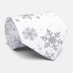 Silvery Snowflakes Winter Wedding Neck Tie | Zazzle