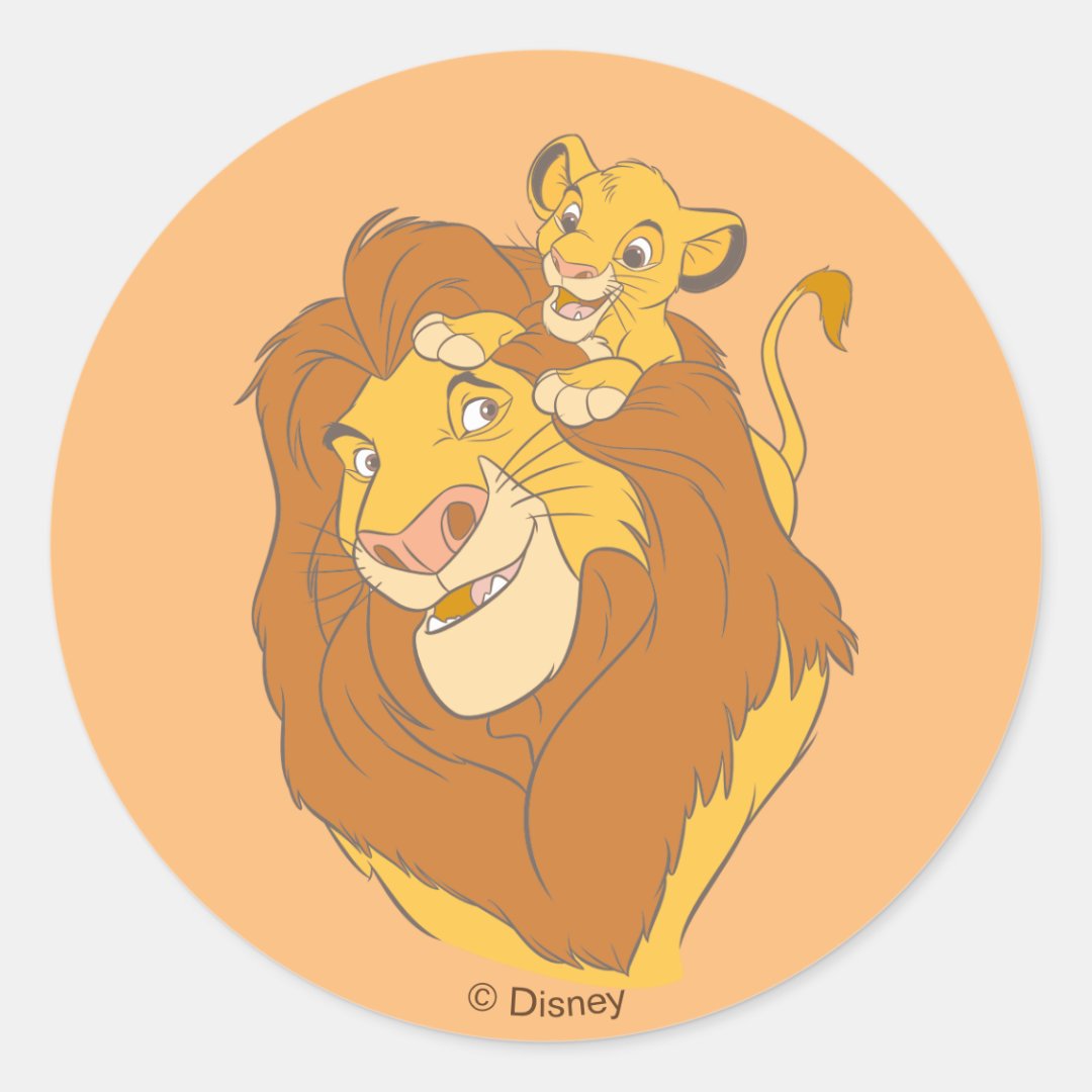 Simba Climbing Mufasa Classic Round Sticker | Zazzle