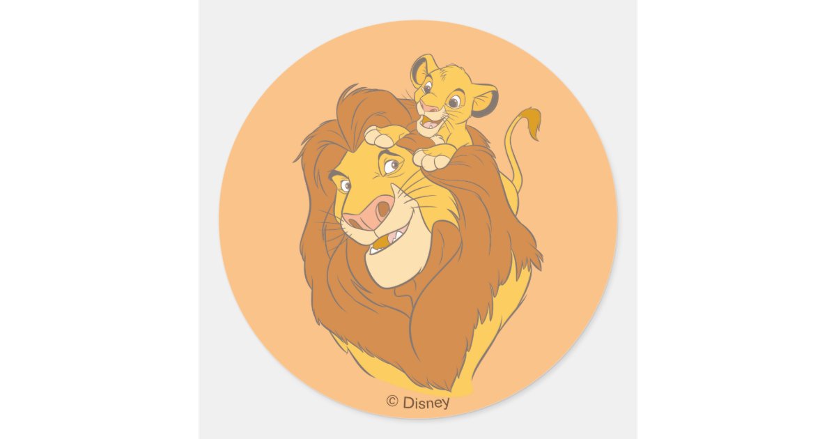 Simba Climbing Mufasa Classic Round Sticker | Zazzle