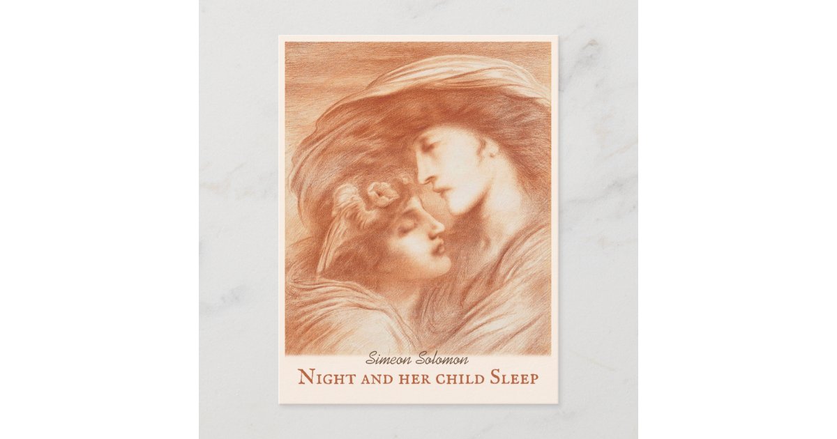Simeon Solomon Night and her child Sleep CC0270 Postcard | Zazzle