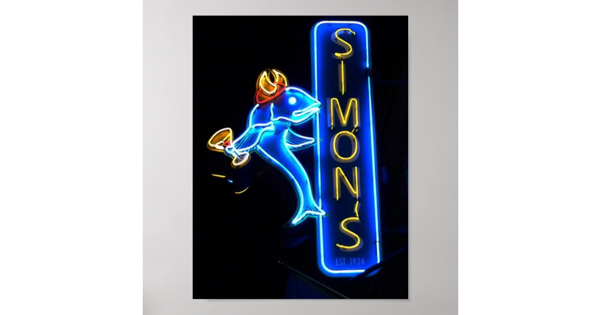 Simons Gorgeous Neon Sign Poster | Zazzle