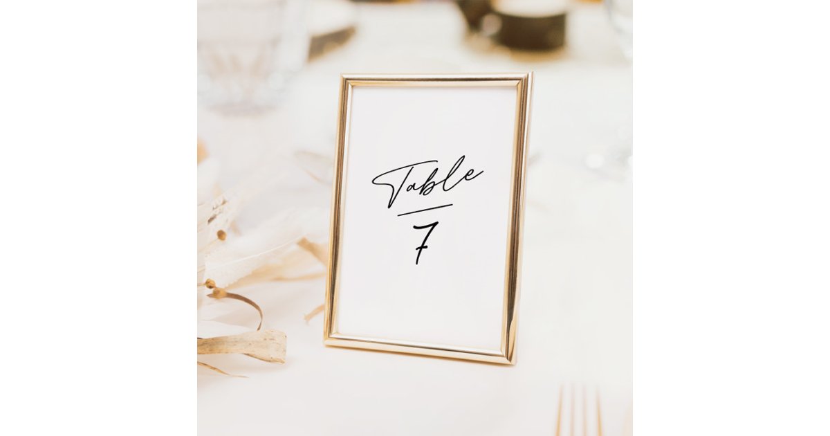 Simpe Minimalist Calligraphy Table Number | Zazzle