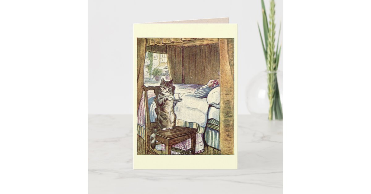 Simpkin the Cat Serves Tea - Beatrix Potter Card | Zazzle