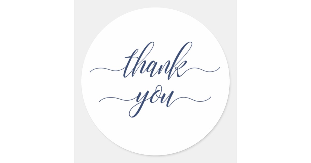 Simple Сalligraphic Thank You Round Sticker | Zazzle