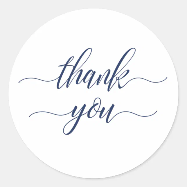 Simple Сalligraphic Thank You Round Sticker | Zazzle